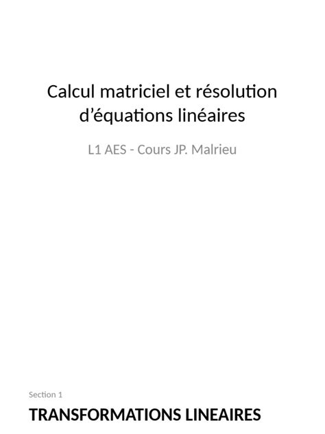 Calcul Matriciel Pdf Matrice Mathématiques Déterminant