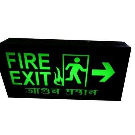 Graphics Green Acrylic LED Exit Sign Board Power Consumption V Shape Rectangle At