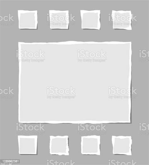 찢어진 흰색 노트 세트 회색 배경에 고립 된 다양한 모양의 찢어진 종이 조각 벡터 그림입니다 0명에 대한 스톡 벡터 아트 및 기타 이미지 Istock