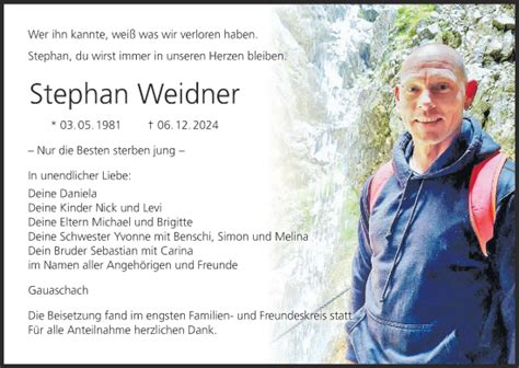 Stephan Weidner Traueranzeige Frankende