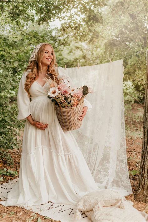 White Maternity Dress Boho Maternity Wedding Dress Pregnancy