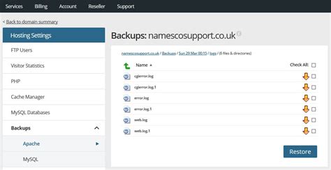 Using Apache Backups Support Centre Names Co Uk