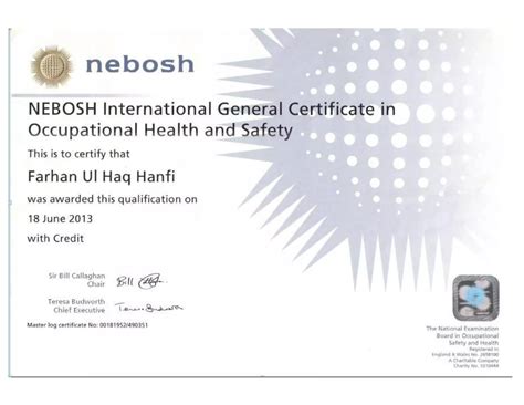 Nebosh Certificate Pdf