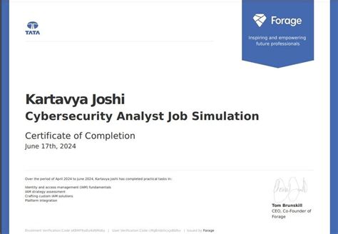 Kartavya Joshi On Linkedin I Just Completed Tata Groups Cybersecurity