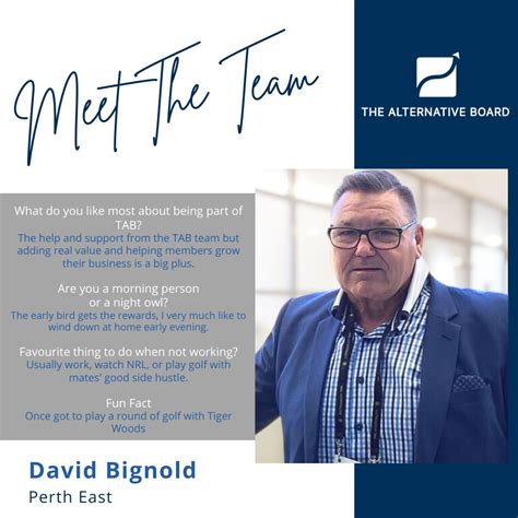 Meet Tab Tuesday Meet David Bignold Contract Facilitator In Perth East