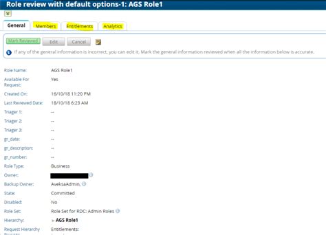 Not Able To Click On Memberentitlementsanalytics Tabs Of A Role In Role Review In Rsa Identity