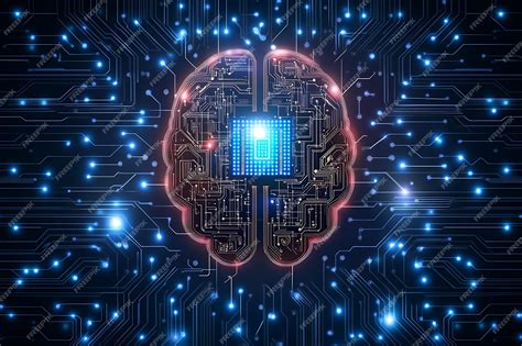 Futuristic Artificial Intelligence Concept With A Glowing Digital Brain
