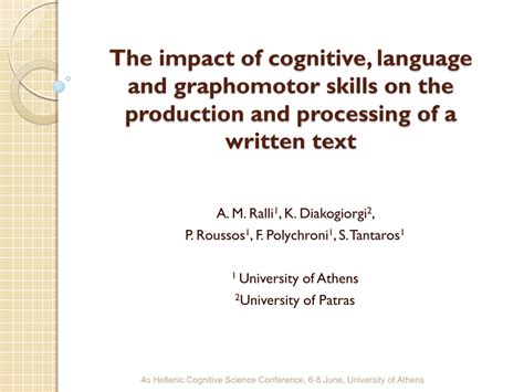 Pdf The Impact Of Cognitive Language And Graphomotor Skills On The Production And Processing
