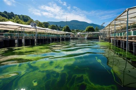 Premium Ai Image Algaebased Biofiltration System In Aquaculture Pond