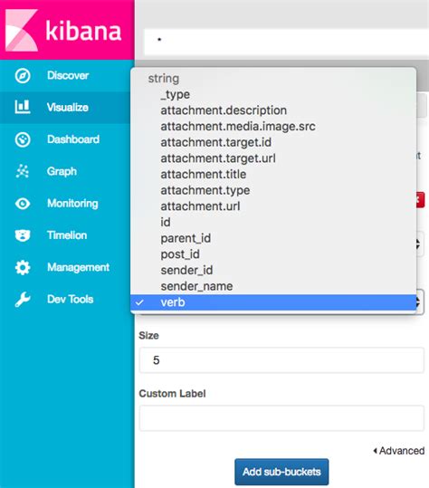 Elasticsearch Kibana Visualization Not Showing Analyzed Fields