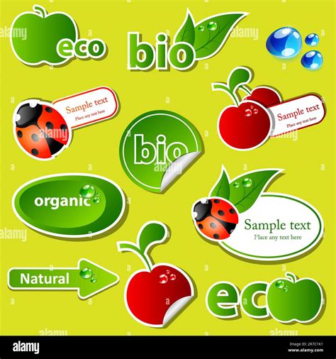 Vector Set With Different Bio Sticker Patterns Stock Vector Image And Art