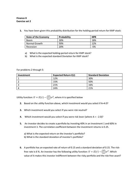 fin iiexercise set 2 exercise set 2 finance ii exercise set 2 you
