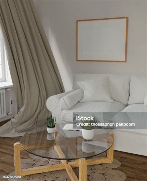 프레임 인테리어 모형 프레임 포스터 나무 거실 및 소파 빈 그림 인테리어 일러스트 3d 렌더링 0명에 대한 스톡 사진 및 기타