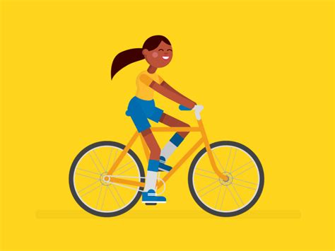 A Woman Riding A Bike On A Yellow Background