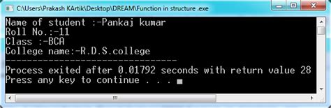 Passing Structure To Function Program In C