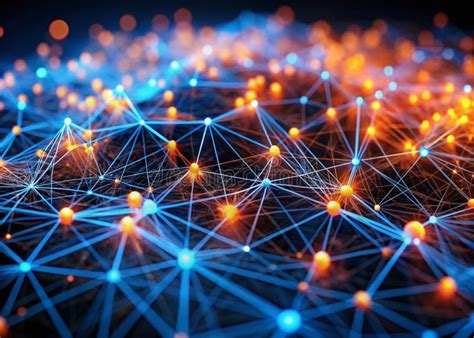 Dynamic Tiltshift Network A Futuristic Orange And Blue Digital Landscape Showcasing Cuttingedge