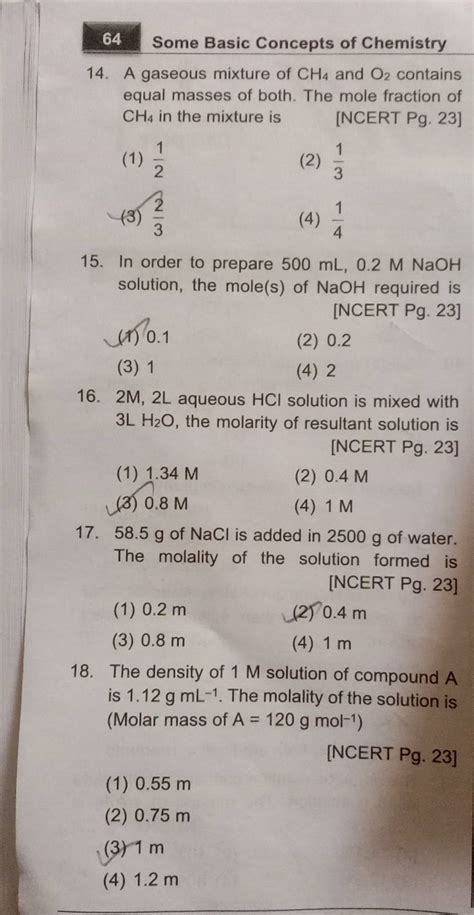 The Density Of 1m Solution Of Compound A Is 1 12 G Ml−1 The Molality Of