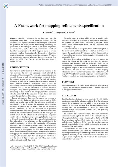 Pdf A Framework For Mapping Refinement Specification