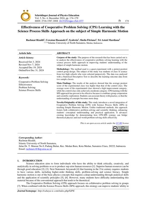 Pdf Effectiveness Of Cooperative Problem Solving Cps Learning With