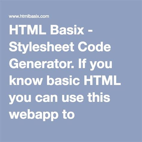 Stylesheet Code Generator Coding Wordpress Template Web App