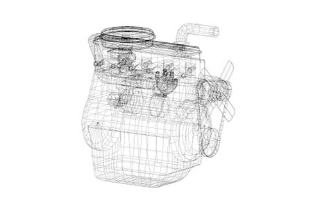 3d 그림입니다 오래된 자동차 직선 인라인 엔진의 와이어 프레임 0명에 대한 스톡 사진 및 기타 이미지 0명 강철 건설 기계류 Istock