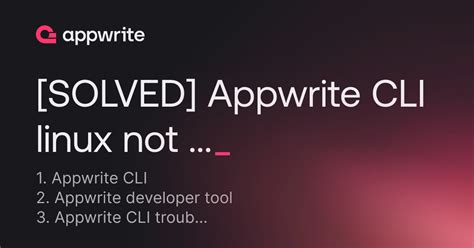 Solved Appwrite Cli Linux Not Working Threads Appwrite