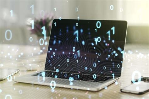 Premium Photo Creative Abstract Binary Code Hologram On Modern Computer Background Ai And