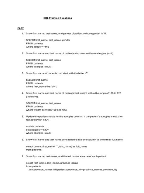 Practice Sql Pdf Science And Mathematics