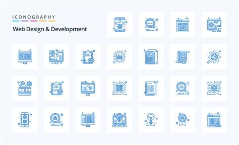25 Web Design And Development Blue Icon Pack 17719159 Vector Art At Vecteezy