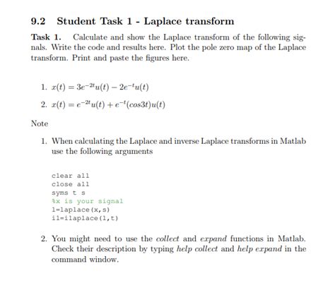 Solved Student Task Laplace Transform Task Chegg