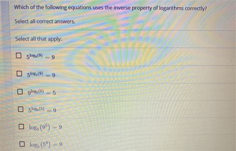 Solved Which Of The Following Equations Uses The Inverse