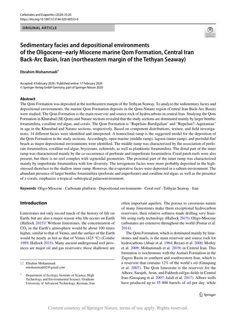 Sedimentary Facies And Depositional Environments Of The Oligoceneearly