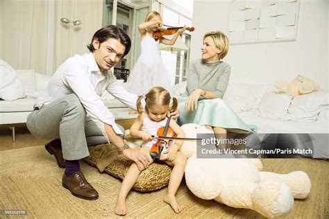 Cellist Gautier Capucon With His Wife Delphine And Their Daughters