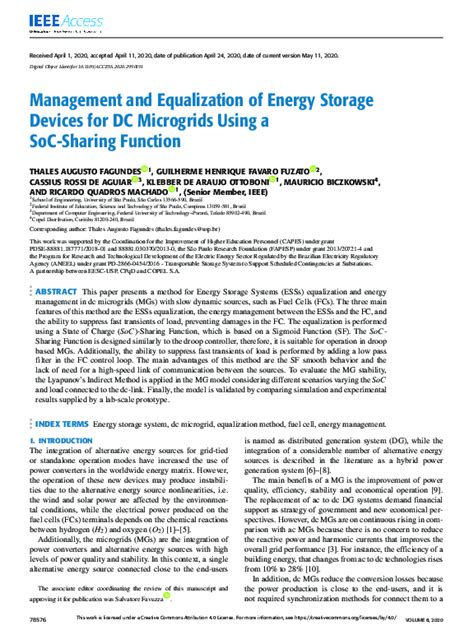 Pdf Management And Equalization Of Energy Storage Devices For Dc Microgrids Using A Soc
