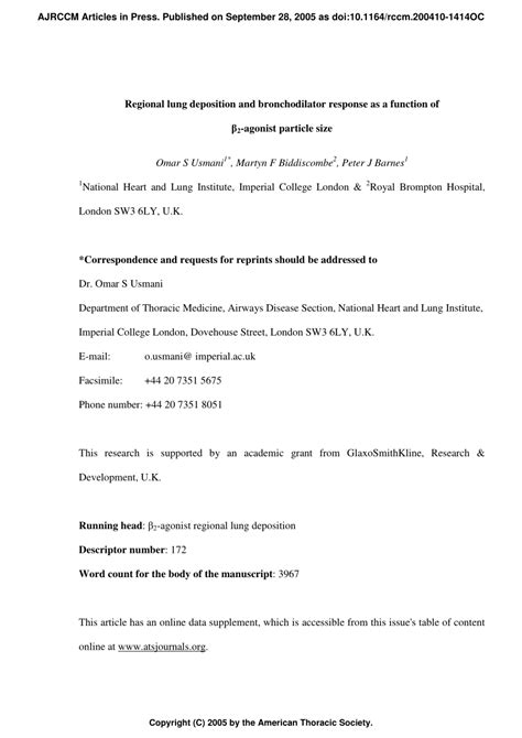 Pdf Regional Lung Deposition And Bronchodilator Response As A Function Of β 2 Agonist