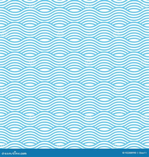 Blue And White Seamless Wave Pattern Linear Design Vector Illustration Stock Illustration