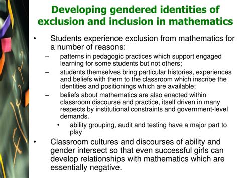 Ppt Developing Gendered Identities Of Exclusion And Inclusion In