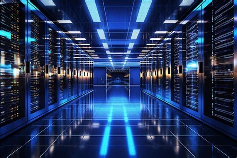 Premium Ai Image Futuristic Data Center Corridor Generative Ai