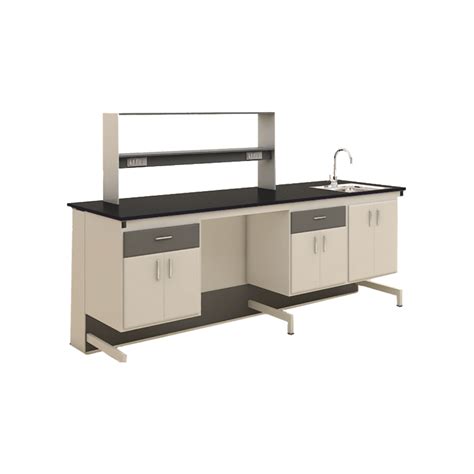 Lab 3 Single Side Lab Table By Geeken With Reagent Shelf And Sink