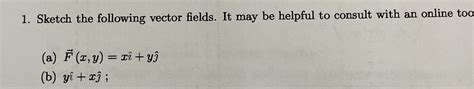 Solved Sketch The Following Vector Fields It May Be Helpful