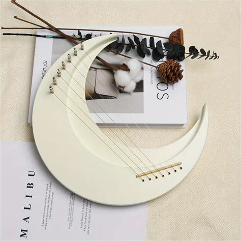 7 Strings Moon Lyre Harp Mahogany Solid Wooden Portable Temu