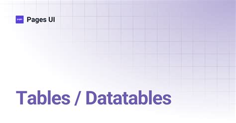 Tables Datatables Pages Ui