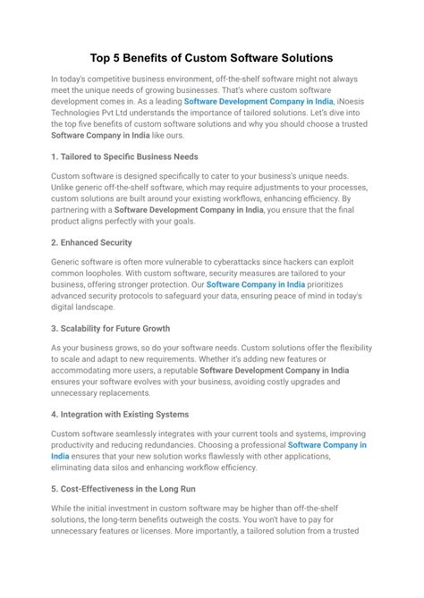 Ppt Top 5 Benefits Of Custom Software Solutions Powerpoint