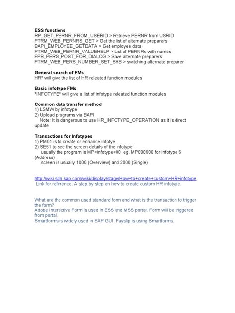 hr abap functions and tcodes pdf employment computing