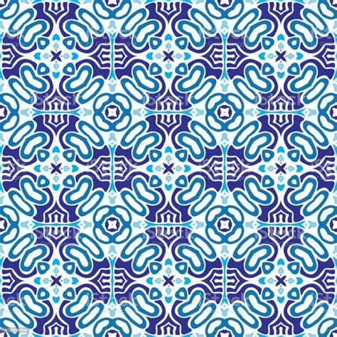 파란색 기하학적 세라믹 아즈 레 조 타일 디자인입니다 배경 화면 배경 페이지 채우기 등을 위한 패턴 0명에 대한 스톡 벡터 아트 및 기타 이미지 Istock