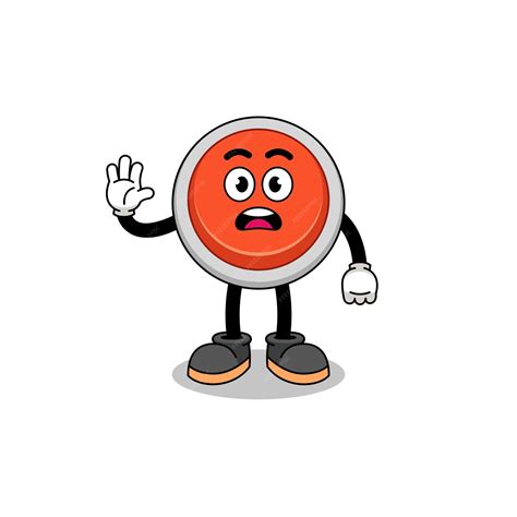 Emergency Button Cartoon Illustration Doing Stop Hand Premium Vector