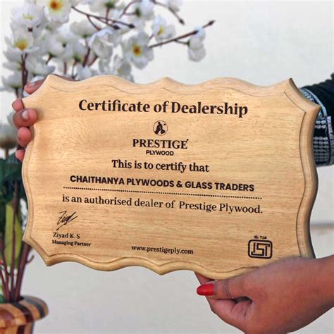 Dealership Certificate Engraved In Wood Personalized Corporate Ts