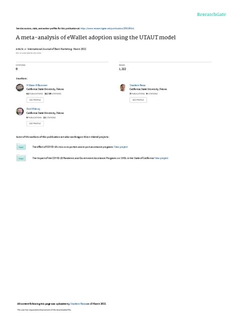 A Meta Analysis Of Ewallet Adoption Using The Utaut Model Download Free Pdf Meta Analysis