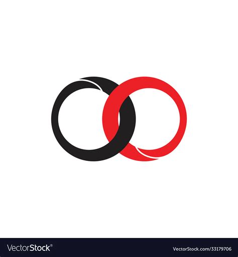 Linked Circle Curves Object Simple Logo Royalty Free Vector