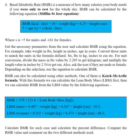 Solved Basal Metabolic Rate BMR Is A Measure Of How Chegg